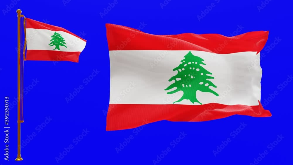 Flags of Lebanon with Green Screen Chroma Key High Quality 4K UHD 60FPS ...