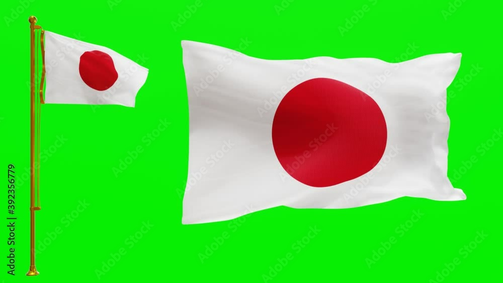 Flags of Japan with Green Screen Chroma Key High Quality 4K UHD 60FPS ...