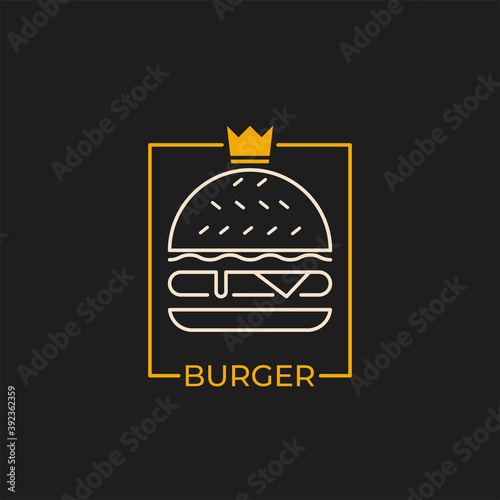 Burger King Logo. Burger, fast food logo or icon, emblem. Outline ...