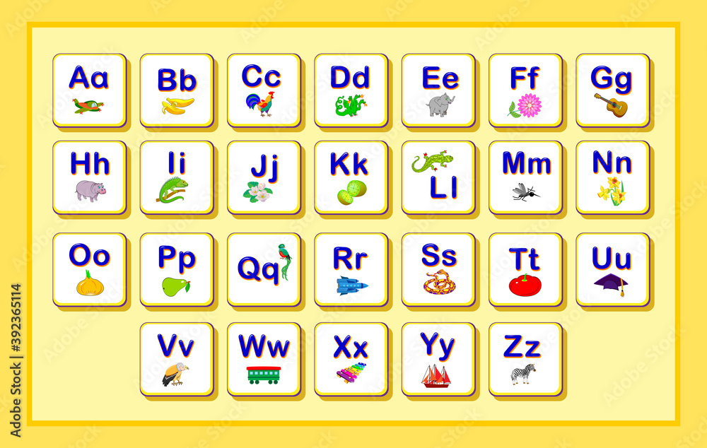 Set of cards to study ABC. Play and learn alphabet letters. Educational ...