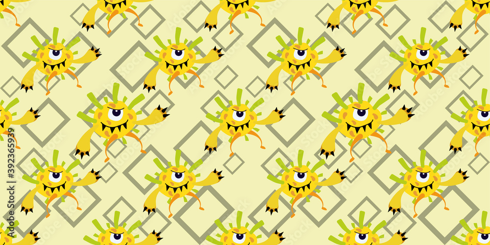 Seamless pattern of Cute cartoon germ in flat style design isolated on ...