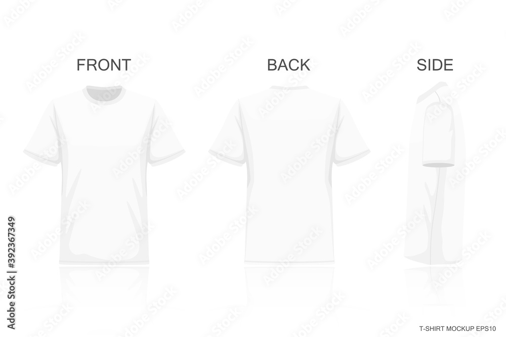 White T-Shirt Isolated on Gray background , Front side back view for ...
