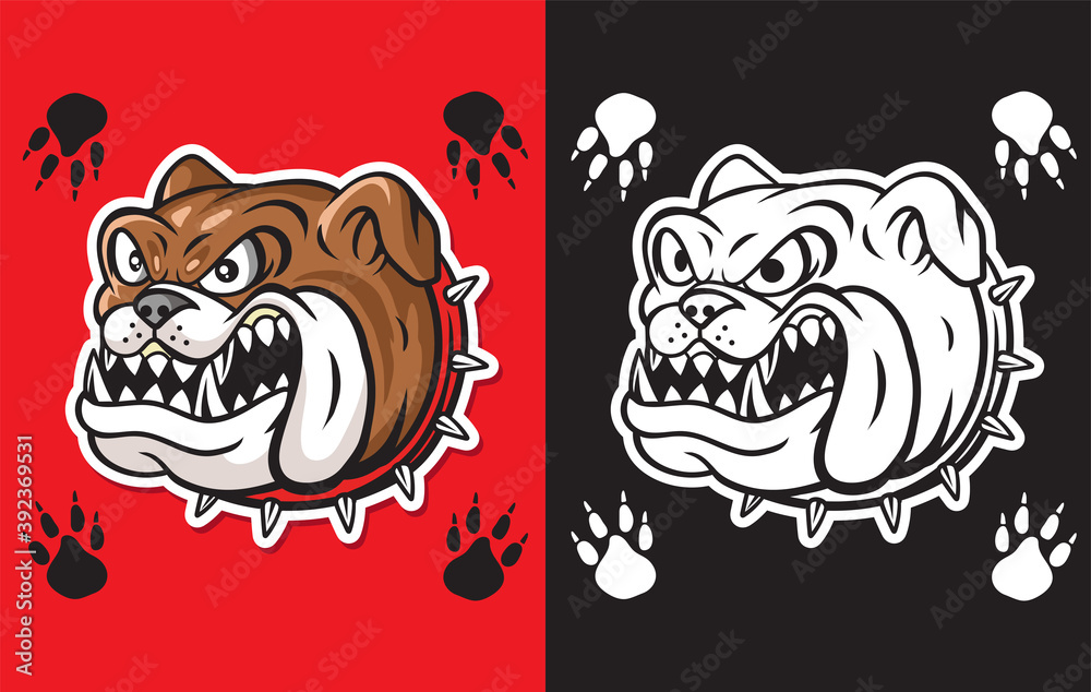 Angry bulldog head with open mouth. angry head mascot of bulldog Stock ...