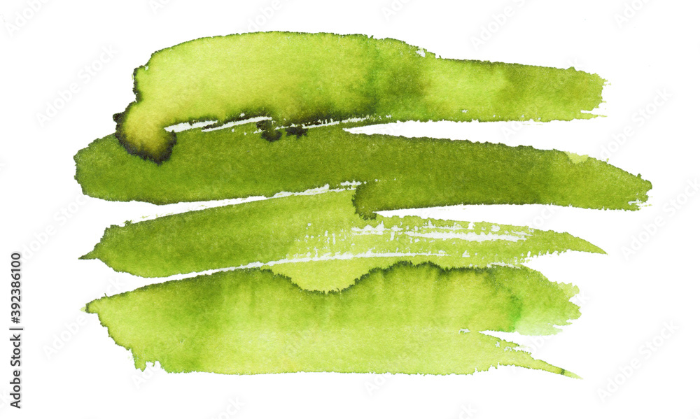 watercolor hand drawn background; green brush strokes Stock ...