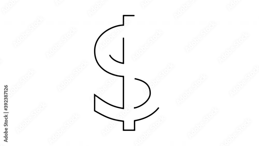 Self drawing dollar sign animation on transparent background with alpha ...