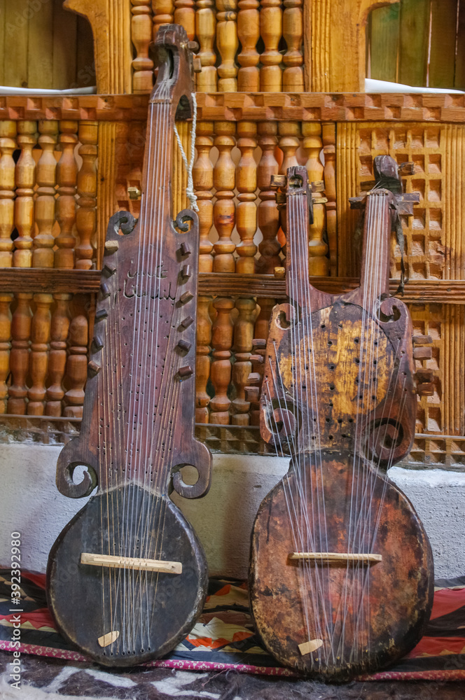 Beautiful old handmade traditional music instruments of the Pamir ...