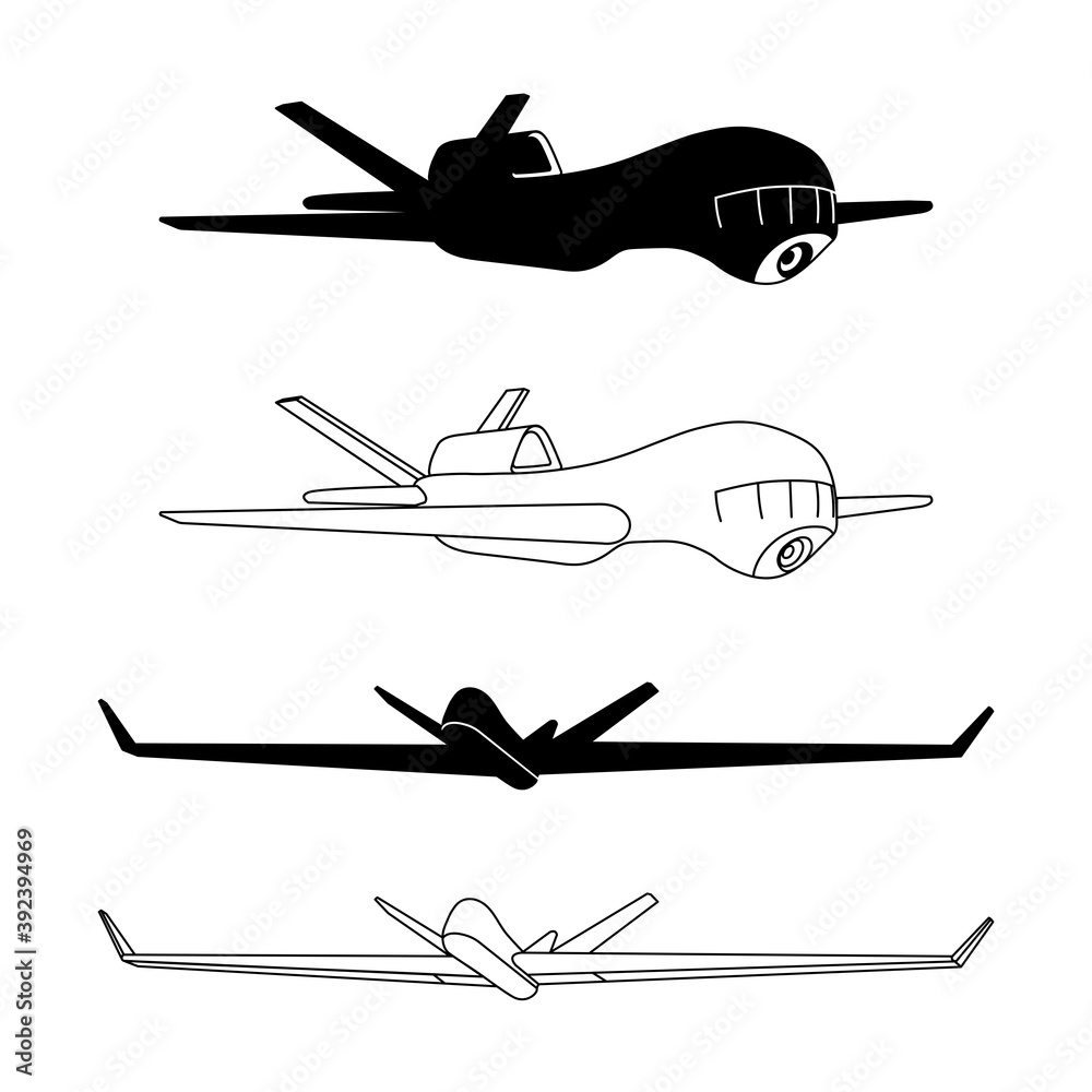 set of military drones for reconnaissance & attack with remote control ...