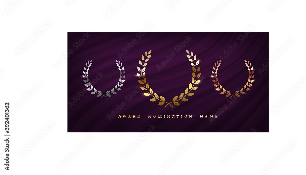 Award ceremonyposter template. Golden, silver and bronze laurel wreath ...
