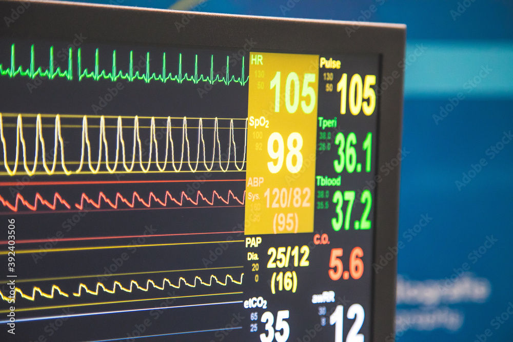 Monitoring of patient’s condition and vital signs with a monitor in ...