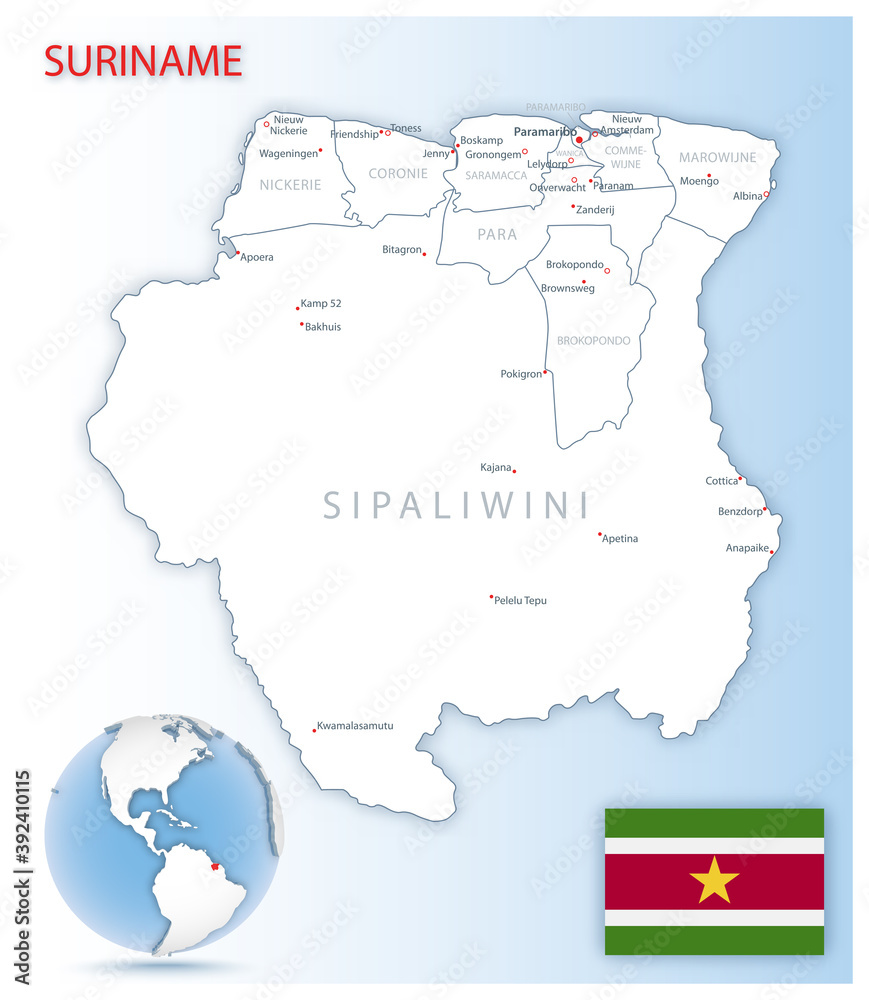 suriname location in map