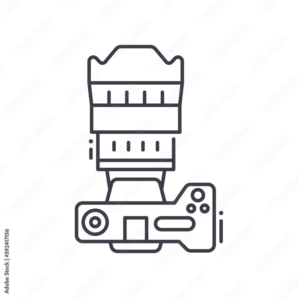 Camera top view icon, linear isolated illustration, thin line vector ...