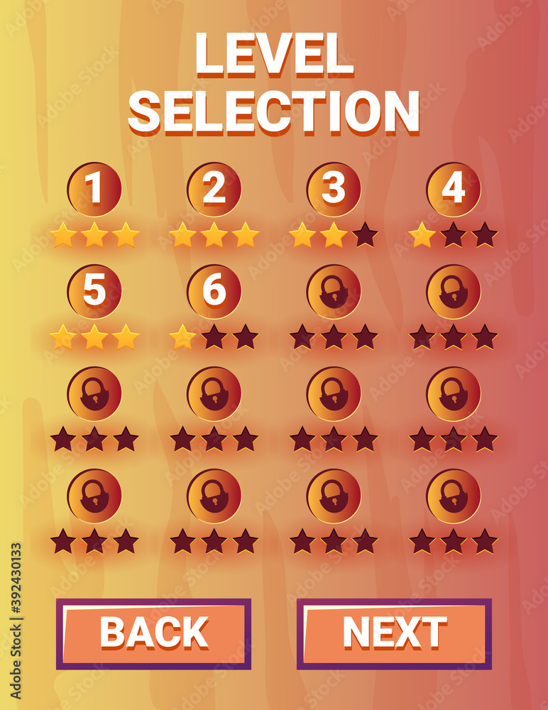 Old wooden Game ui level selection board interface suitable for 2d gui asset elements vector ...