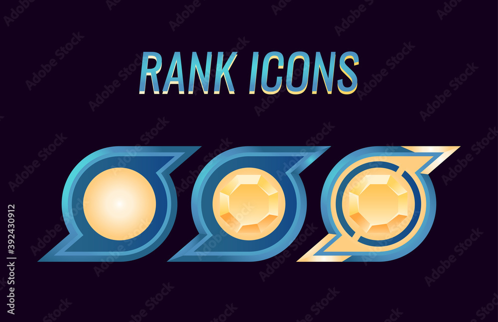 Set of fantasy game ui rank medals icon for gui asset elements vector ...