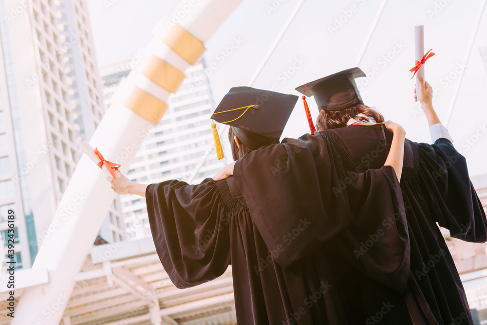 Happy Graduation woman education Students hand holding a white diploma ...