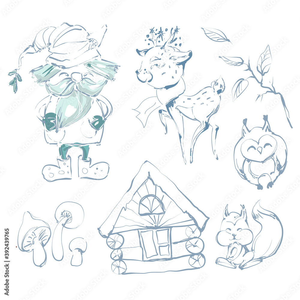 Autumn forest harvest clip art coloring page line art Stock Vector ...