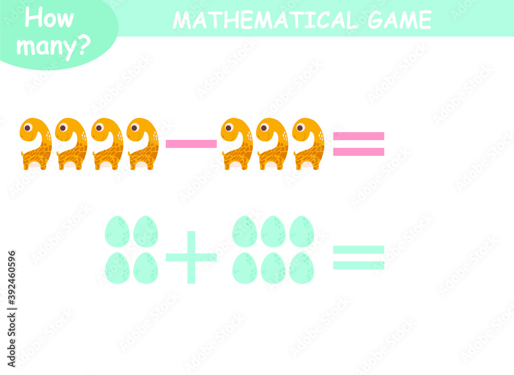 examples of addition and subtraction with dinosaurs. educational page ...