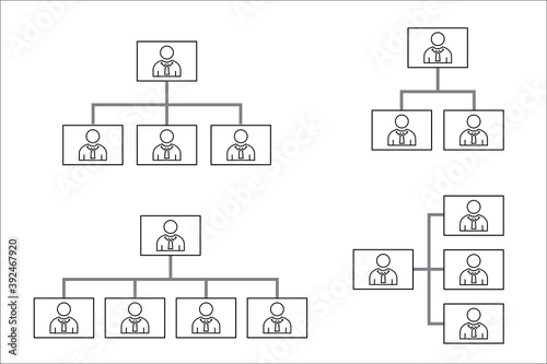 Organization Chart Infographics with People Icon and Abstract Line ...