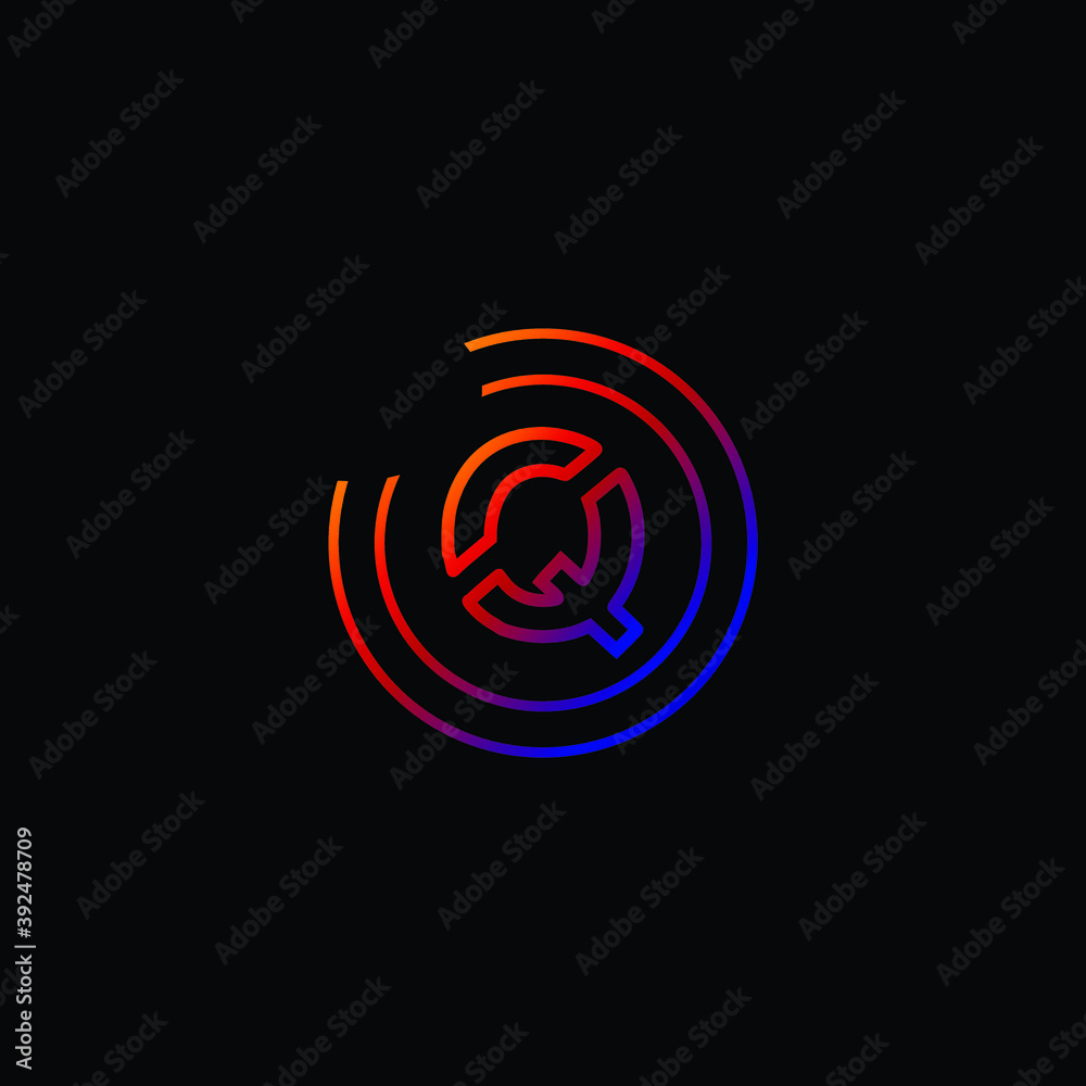 Vetor de Elegant Design of Q Alphabet .Purple And Pink Color Gradient ...