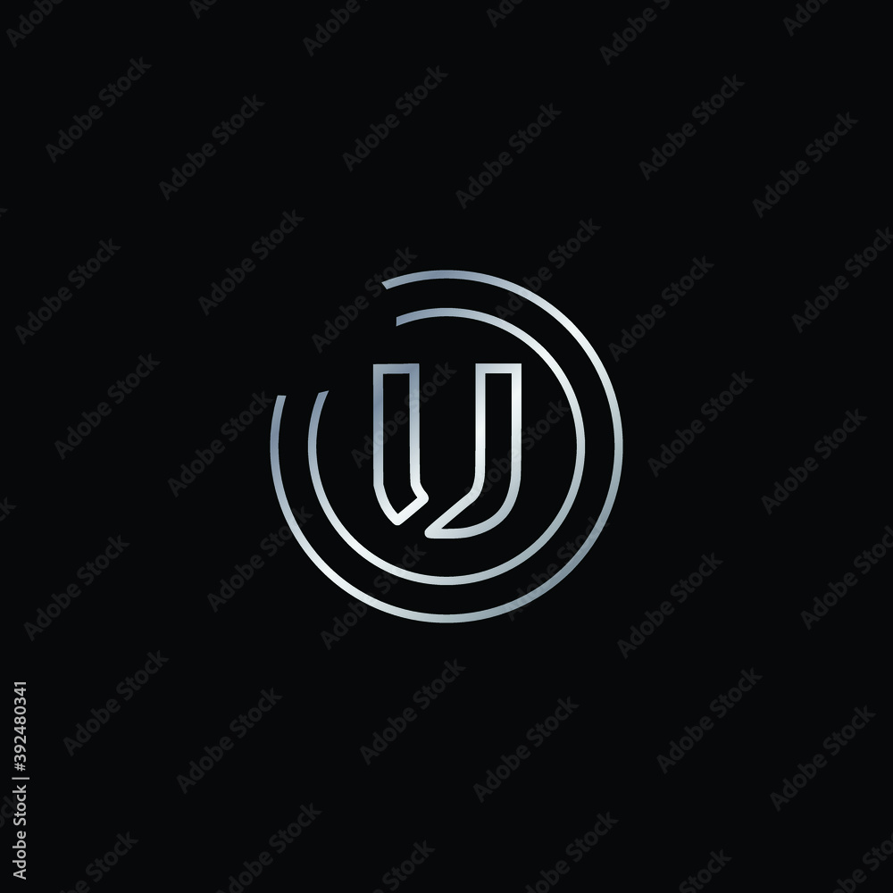 Vetor de Elegant Design of U Alphabet . Silver Enclosure Logo Design ...