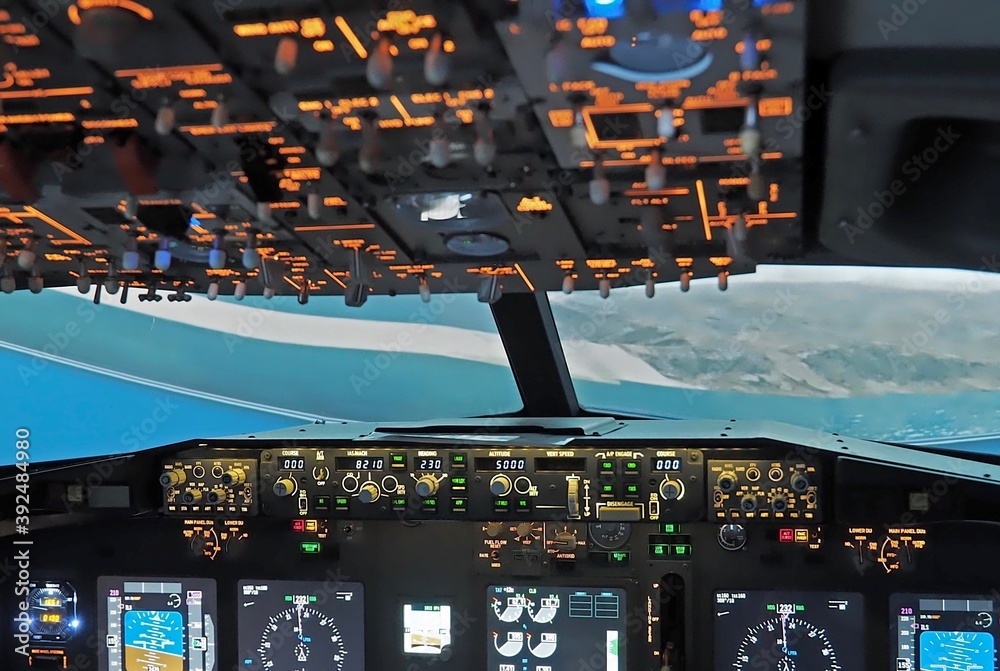 Cockpit of a Boeing 737 airplane Stock Photo | Adobe Stock