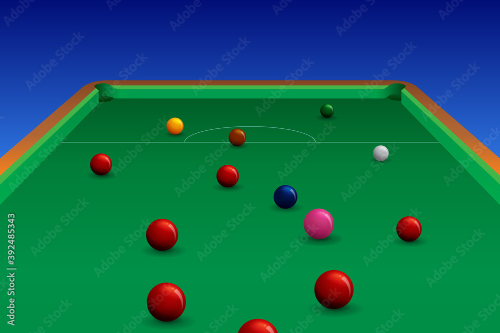 Vector of snooker championship with balls and green snooker table ...
