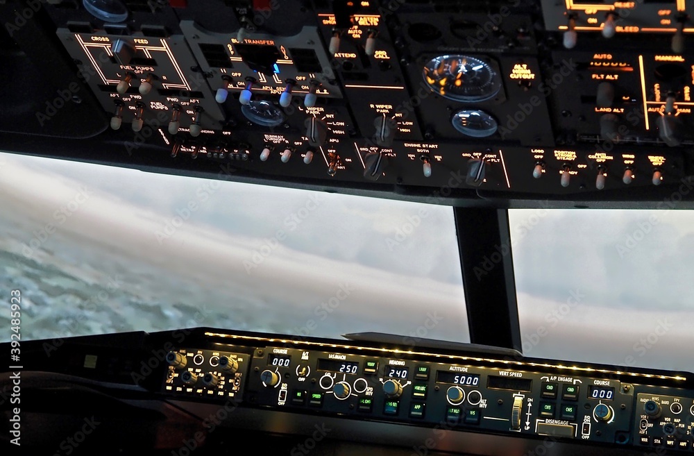 Cockpit of a Boeing 737 airplane Stock Photo | Adobe Stock