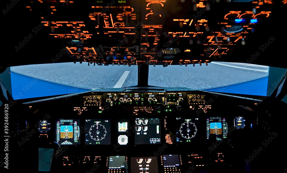 Cockpit of a Boeing 737 airplane Stock Photo | Adobe Stock