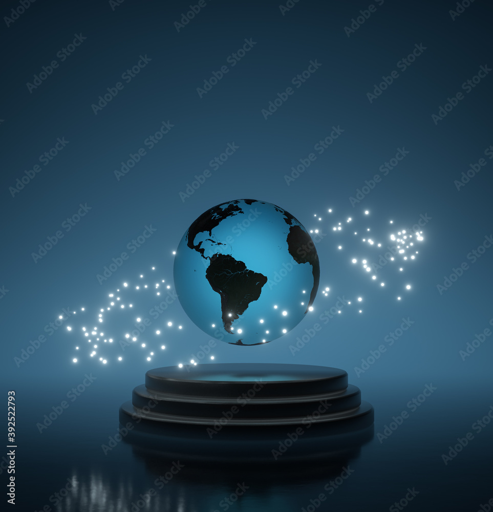 Ilustrace „Earth globe is levitating in the air over pedestal, with ...