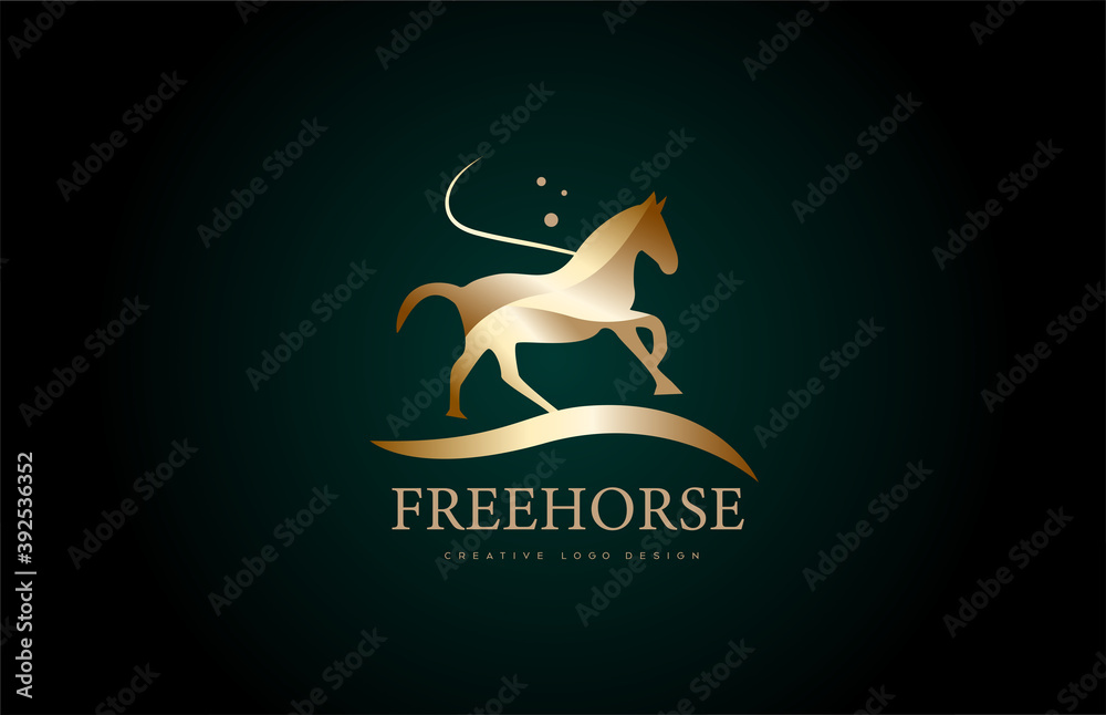 gold golden metal horse icon logo. Creative template design of a horse ...