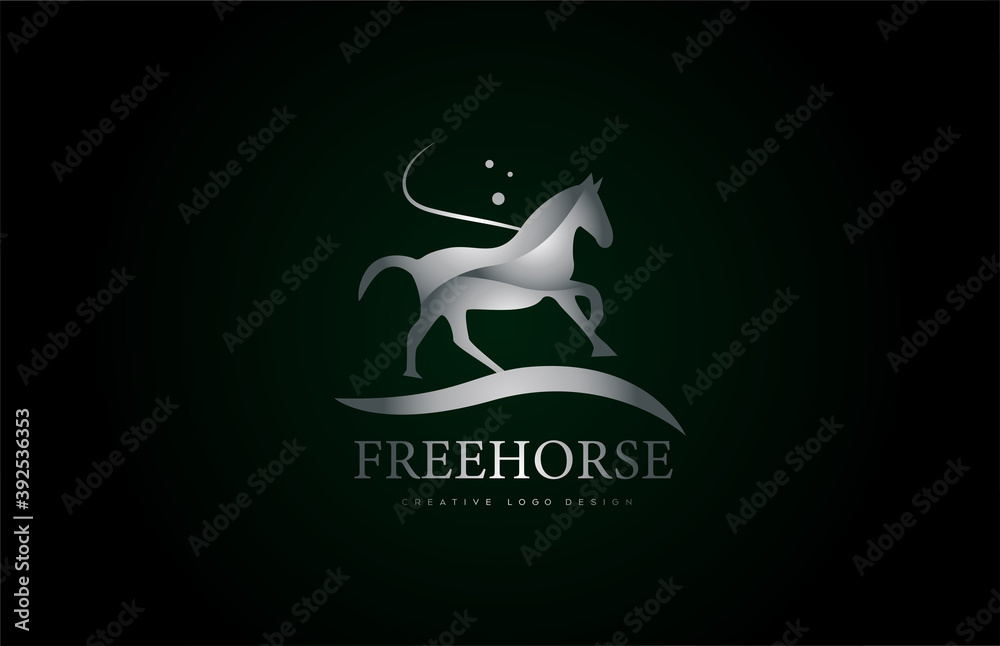 silver metal horse icon logo. Creative template design of a horse shape ...