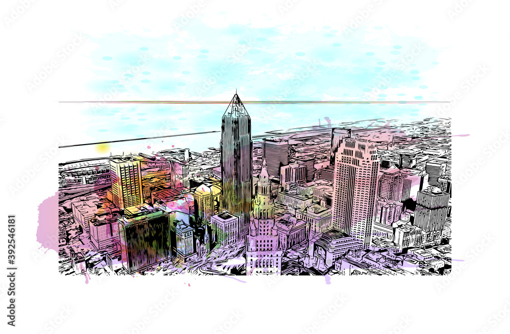 Building view with landmark of Cleveland, officially the City of ...