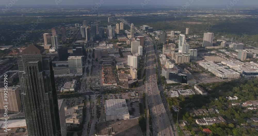 Drone view of the Galleria mall area in Houston, Texas. This video was ...