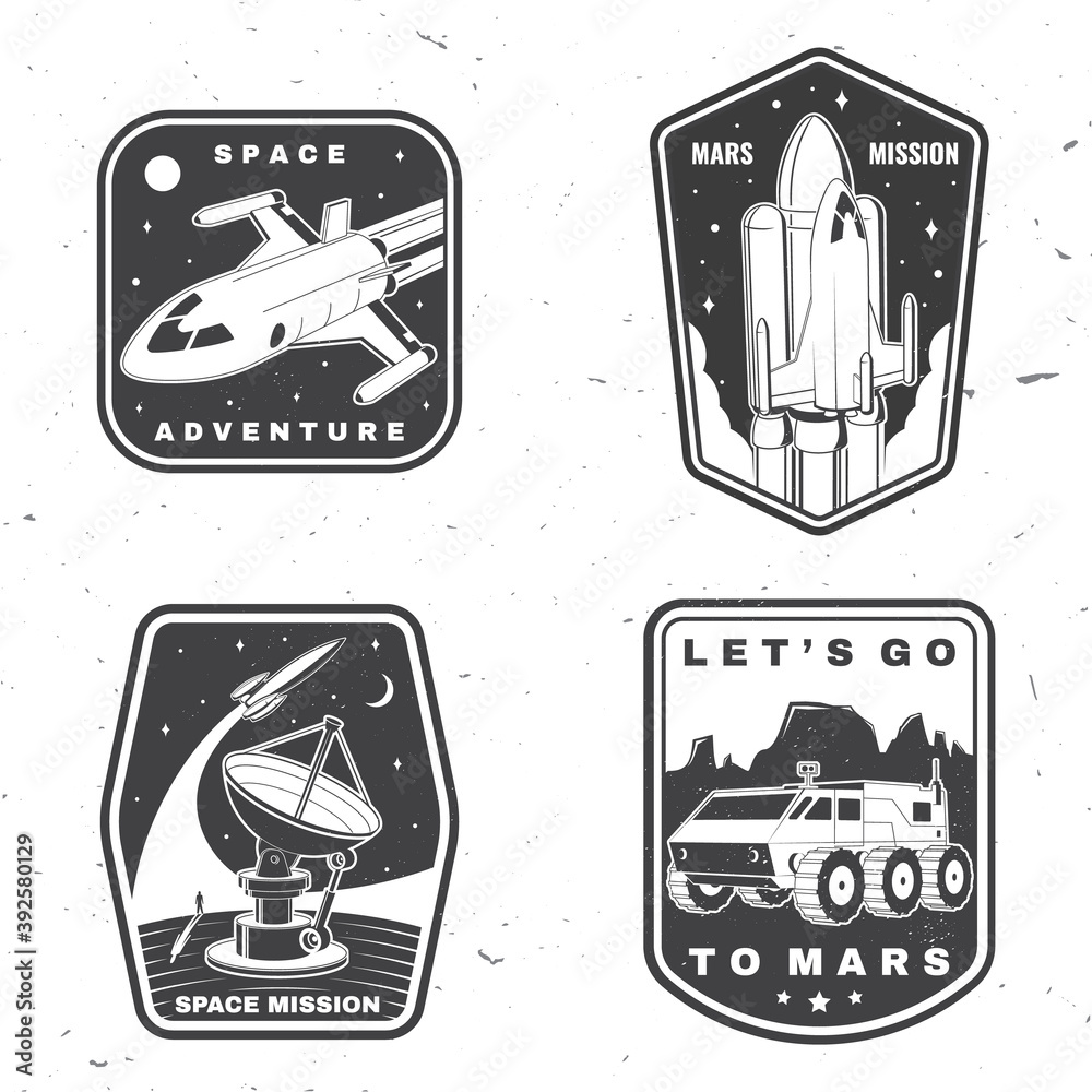 Set of space mission logo, badge, patch. Vector Concept for shirt ...