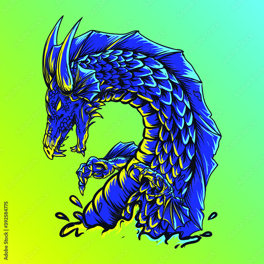 artwork illustration and t-shirt design water dragon premium vector ...
