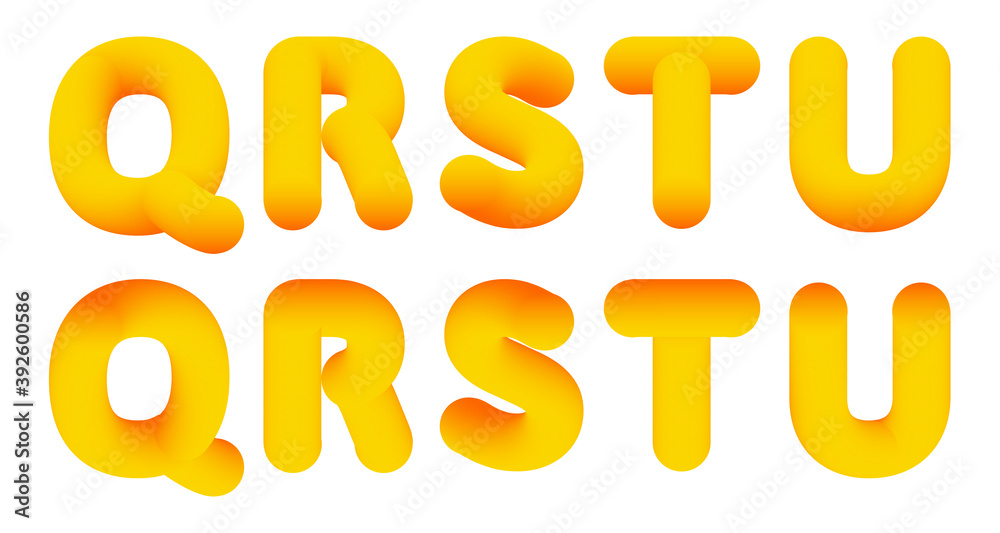 Set of yellow, gold 3d letters, alphabet, abc. Vector illustration on ...