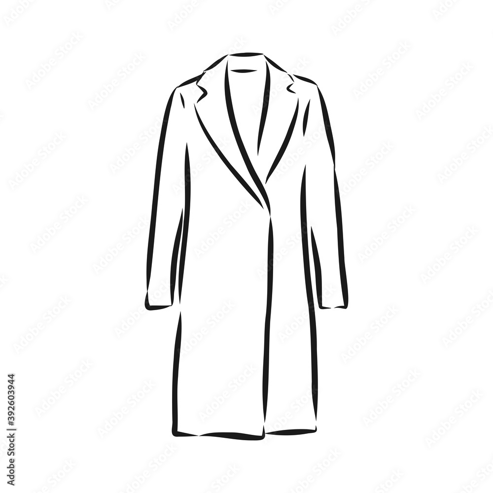 Women's coat, Fashion flat sketch. Technical drawing women's coat ...