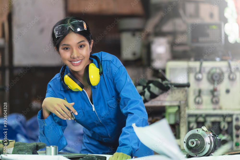 portrait asian female Professional engineering wearing uniform and ...