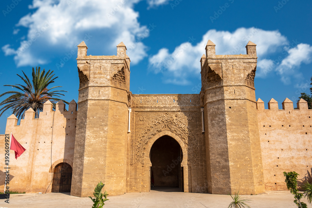 Chellah entrance gate - Bab Zaer. Chellah or Sala Colonia is a medieval ...
