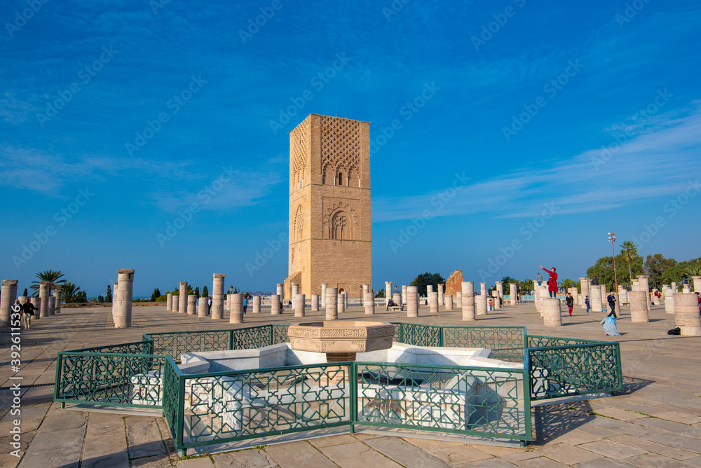 The Mausoleum of Mohammed V and the Hassan Tower on the Yacoub al ...