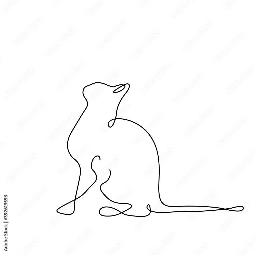 Cat drawing using continuous single one line art style isolated on ...
