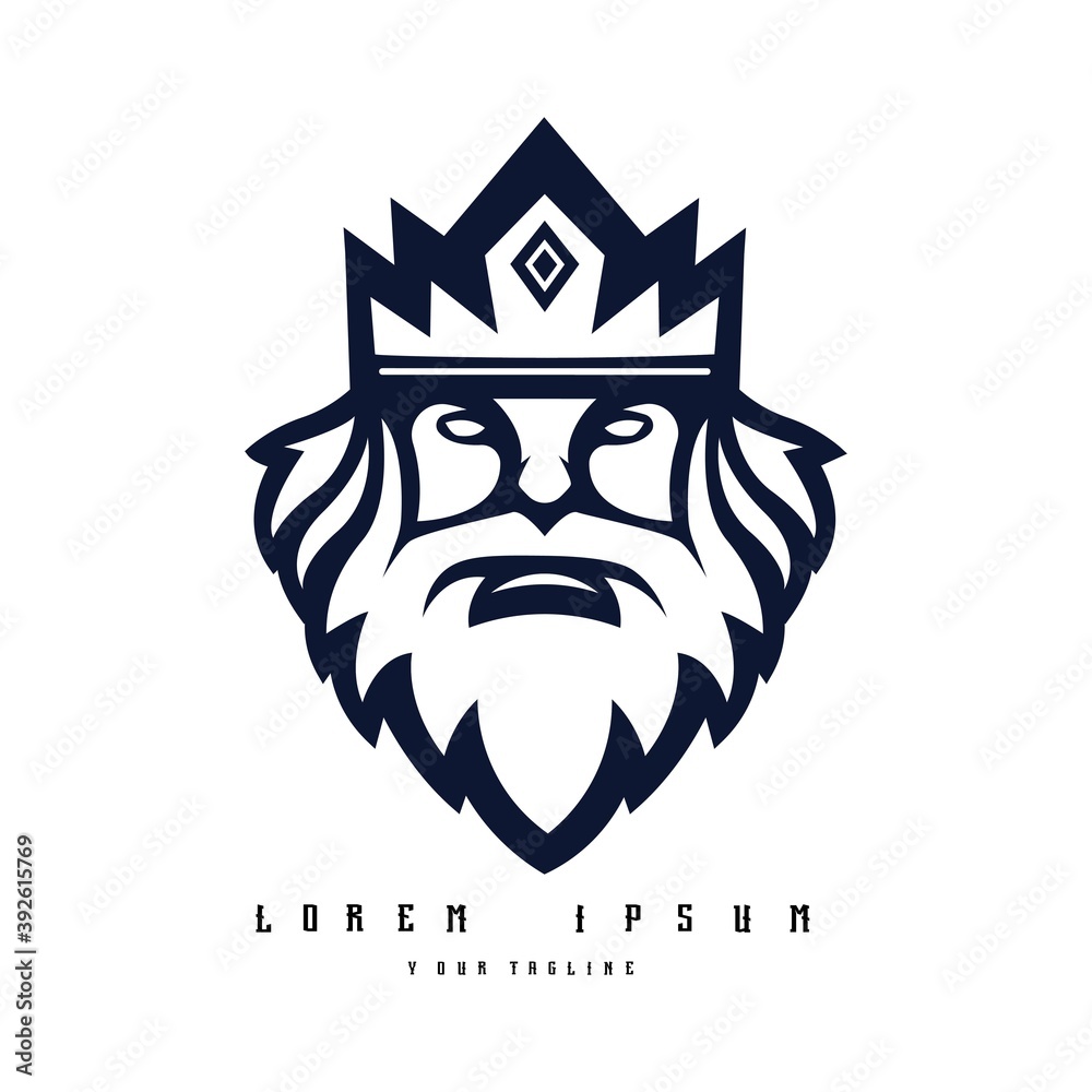 King logo design vector black and white version. modern illustration ...