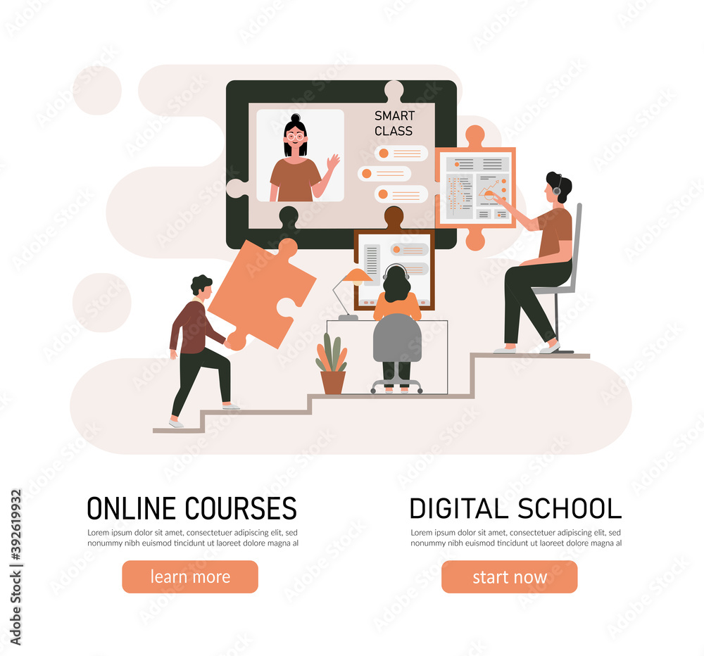 E-learning, online education at home concept. Distance education ...