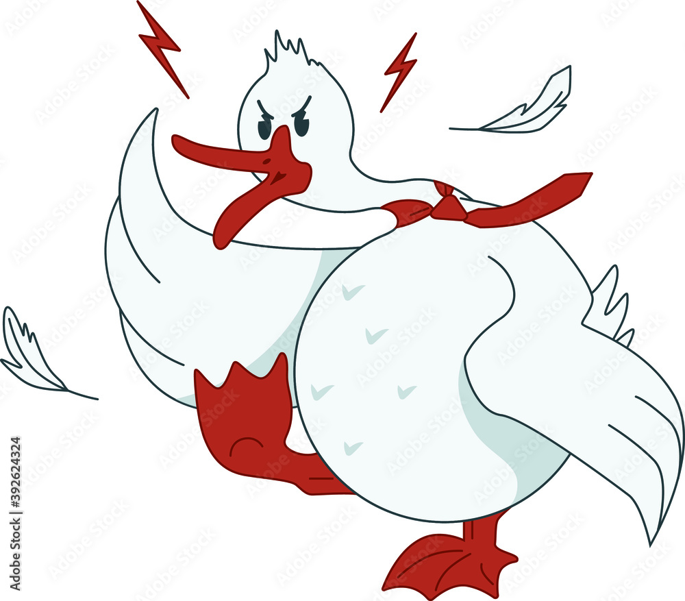 Isolated funny goose in cartoon style. Vector illustration without ...
