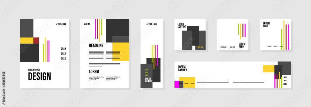 Set of abstract template layouts with creative shapes, suitable for ...
