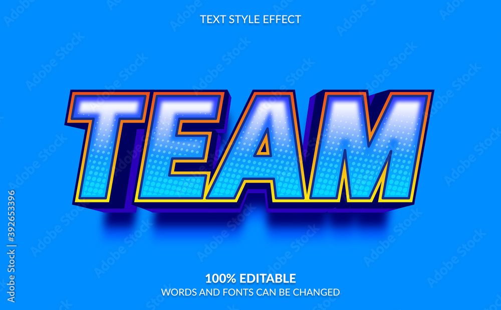 Editable Text Effect, Team Text Style Stock Vector | Adobe Stock