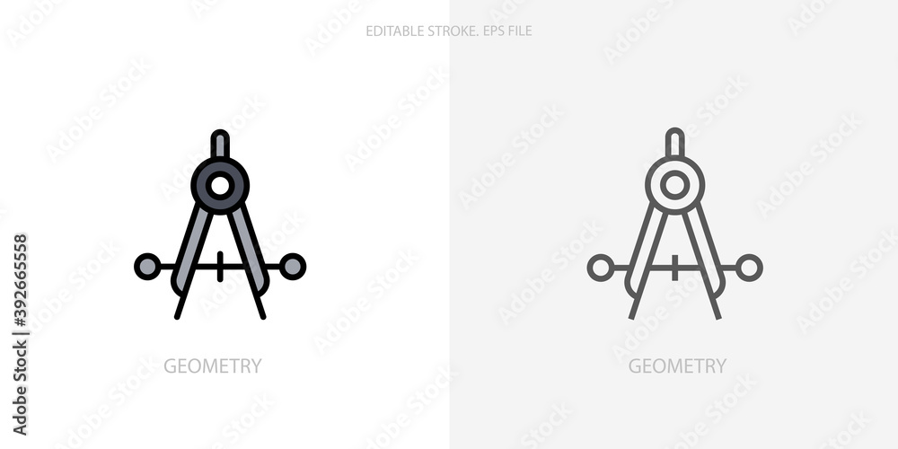 Math compass tool icon for your website, logo, app, UI, product print ...