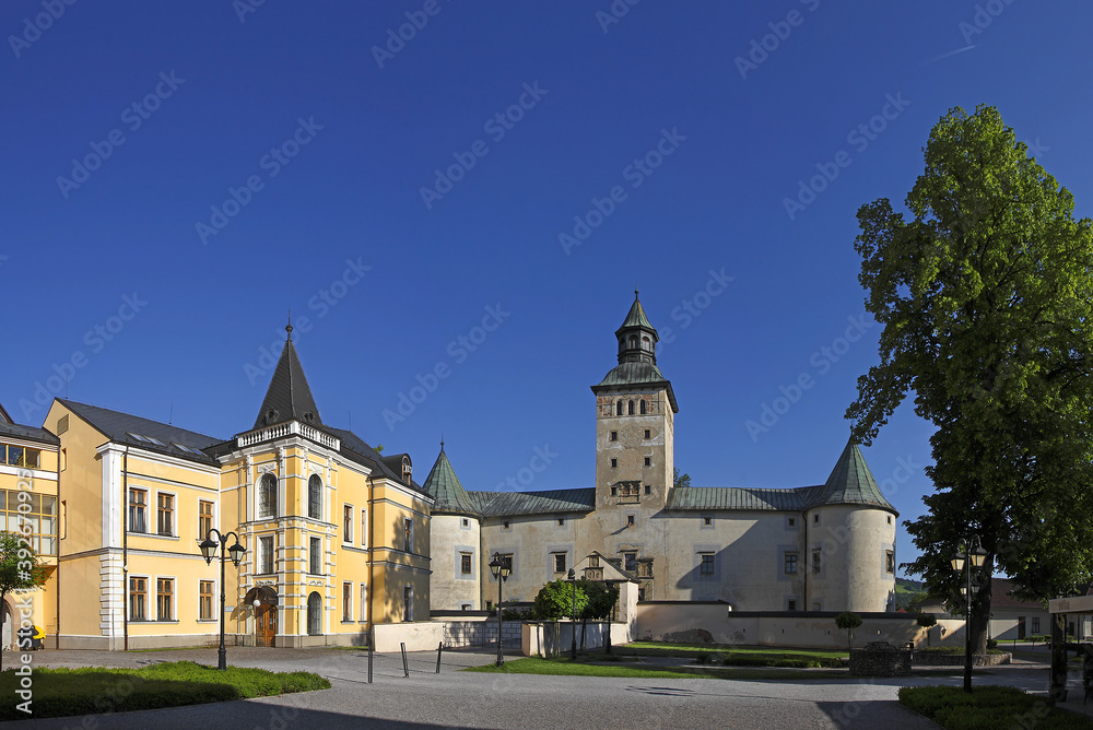 Bytca Castle, water castle in the 13th century and rebuilt in the 16th century in Renaissance ...