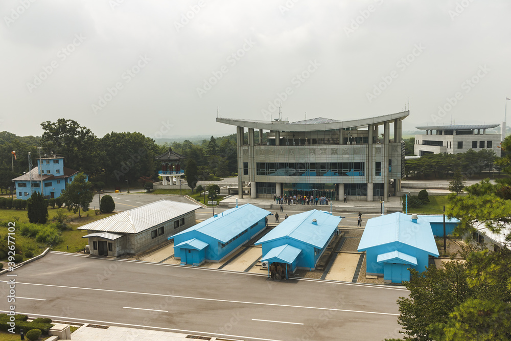 PANMUNJOM, North Korea - 30 July 2014: Village Panmunjom, border ...