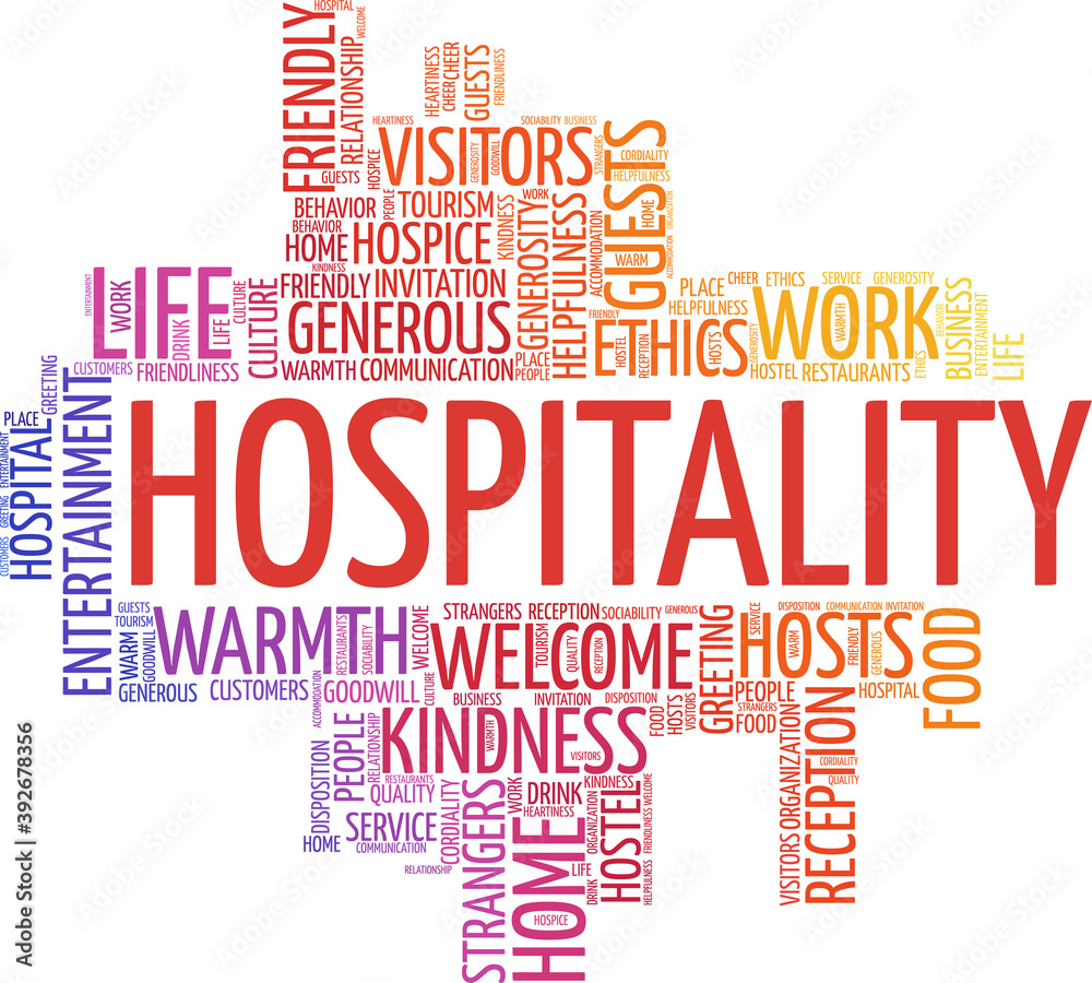 Hospitality vector illustration word cloud isolated on a white ...
