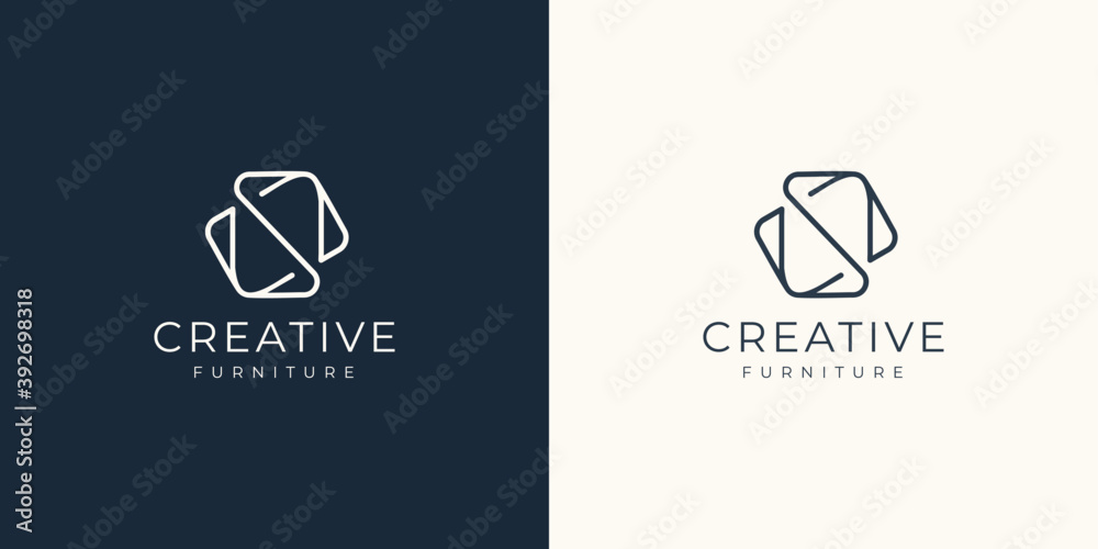 Minimalist abstract line art furniture. logo design style, line ...